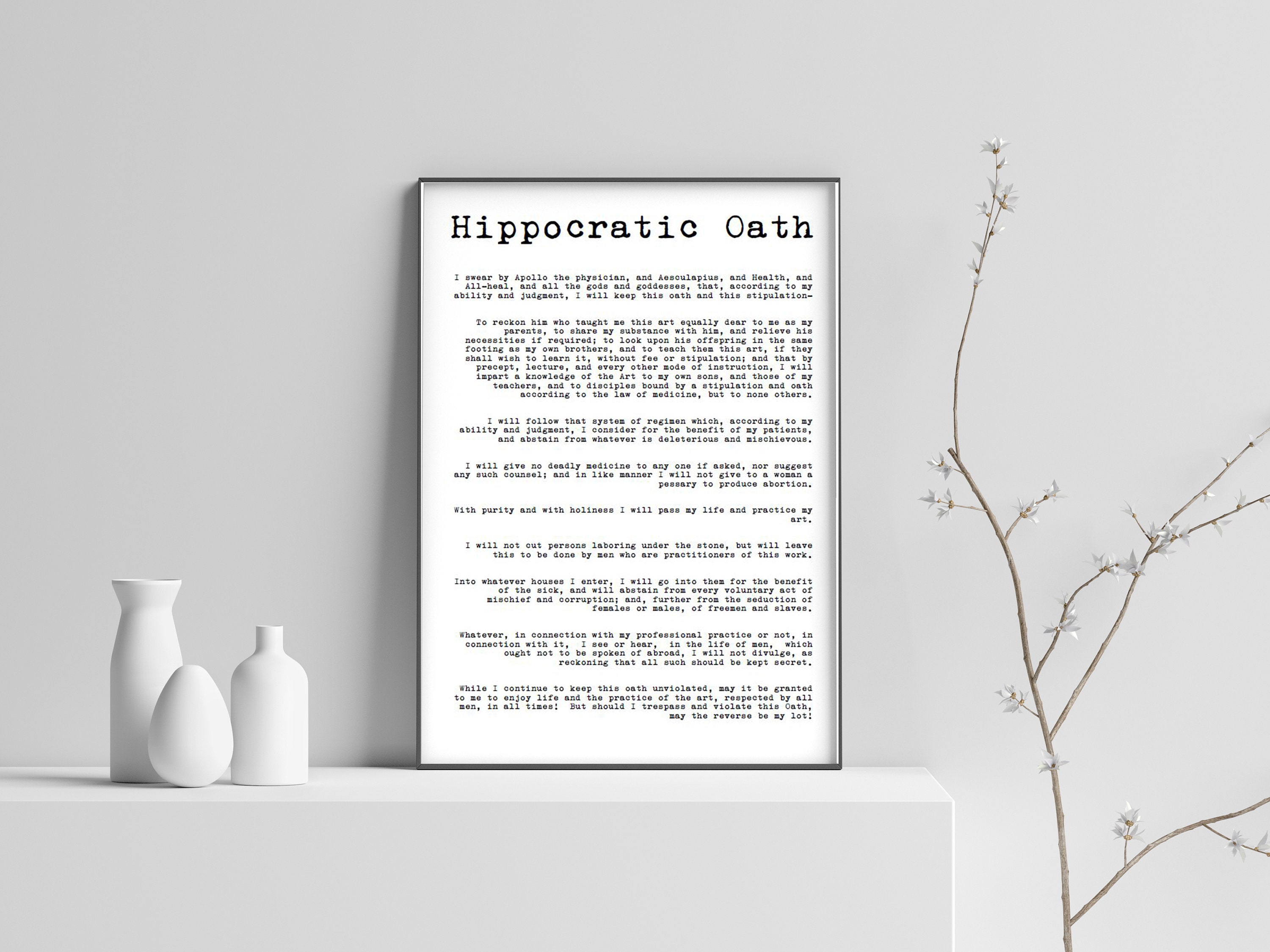 Hippocratic Oath Doctor Oath Physician Oath Doctor Gift MD | Etsy