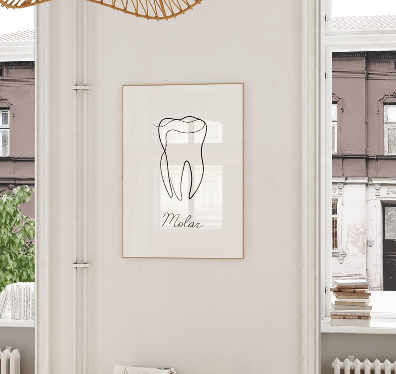Molar Tooth One Line Art Dentist Gift Dentist Anatomy Art - Etsy