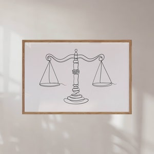 Scales of Justice One Line Art, Attorney Print, Lawyer Gift, Lawyer ...