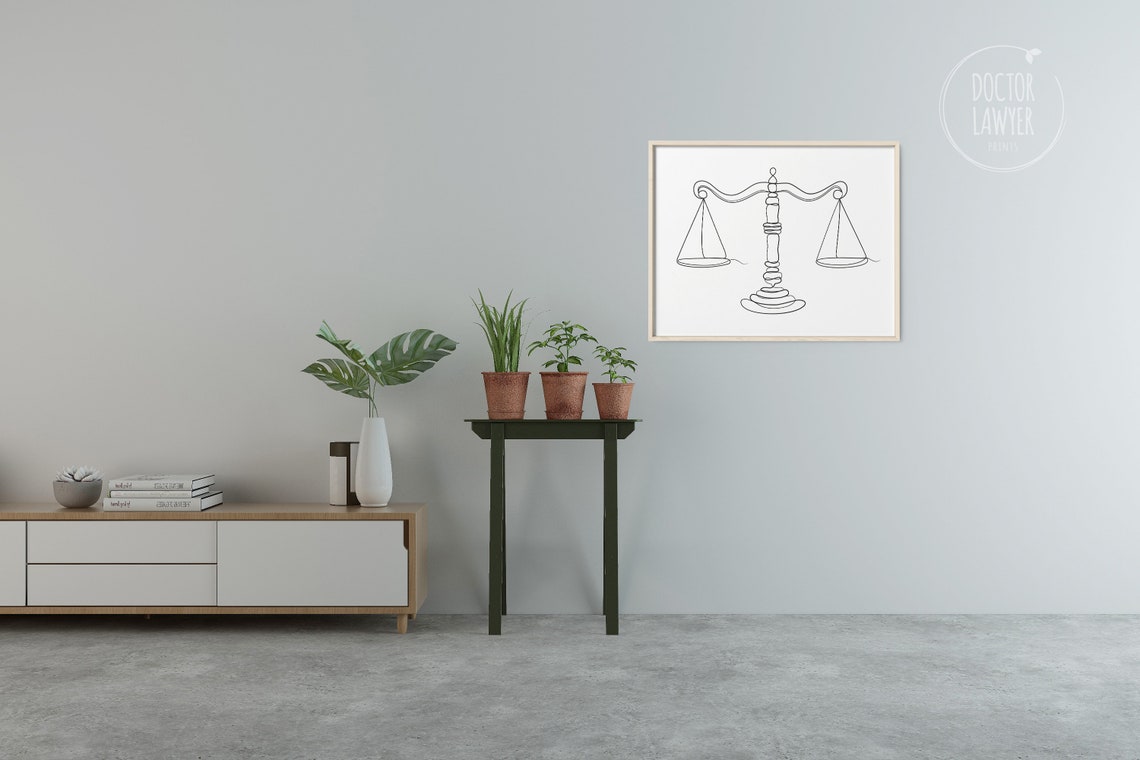 Scales of Justice One Line Art Attorney Print Lawyer Gift - Etsy