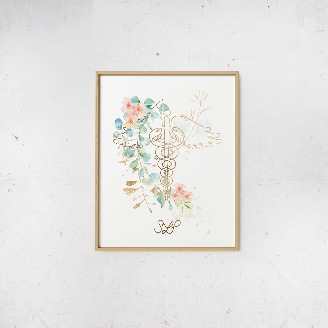 SLP Caduceus One Line Art SLP Print Speech Language - Etsy