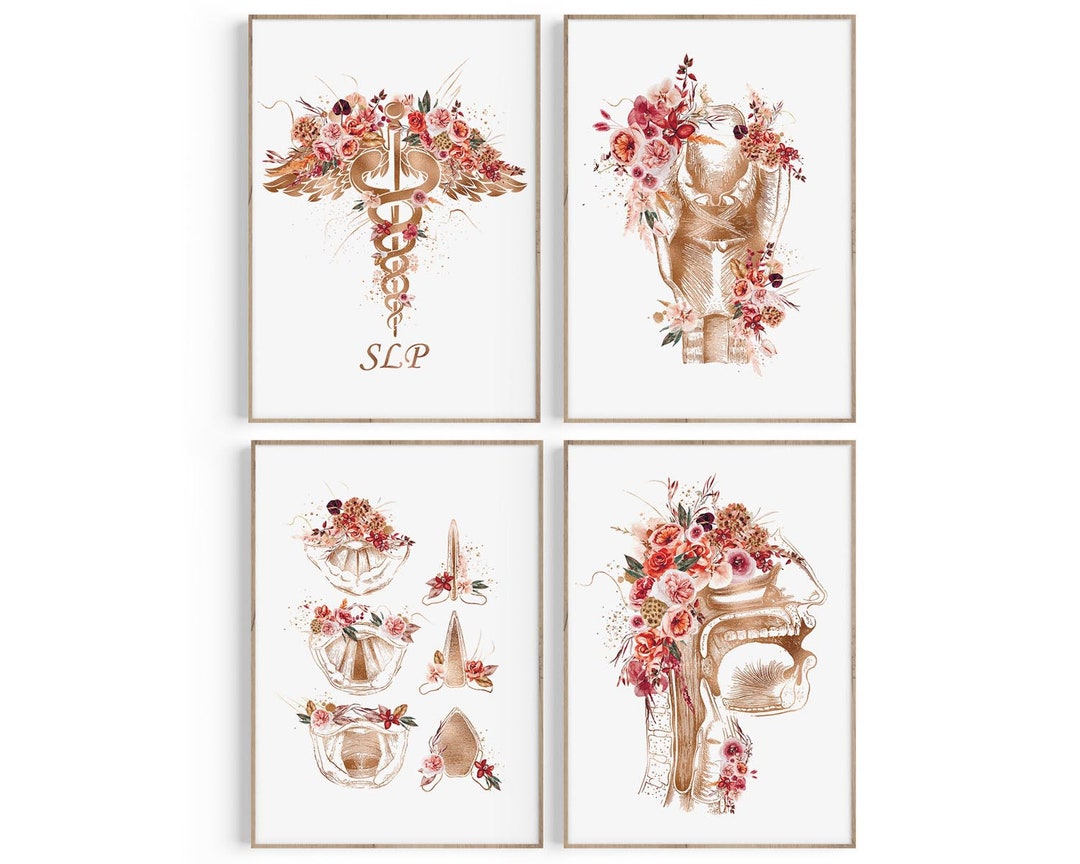 Floral SLP Anatomy Prints: Speech Therapy Office Decor (digital ...