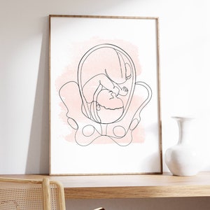 Pregnancy One Line Art Print, OBGYN Gift, Gynecologist, Midwife, Doula ...