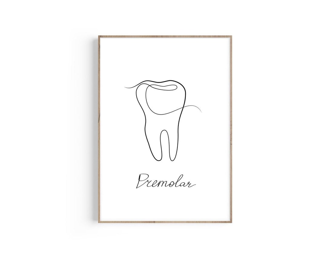 Premolar Tooth One Line Art, Dentist Gift, Dentist Anatomy Art, Dentist ...