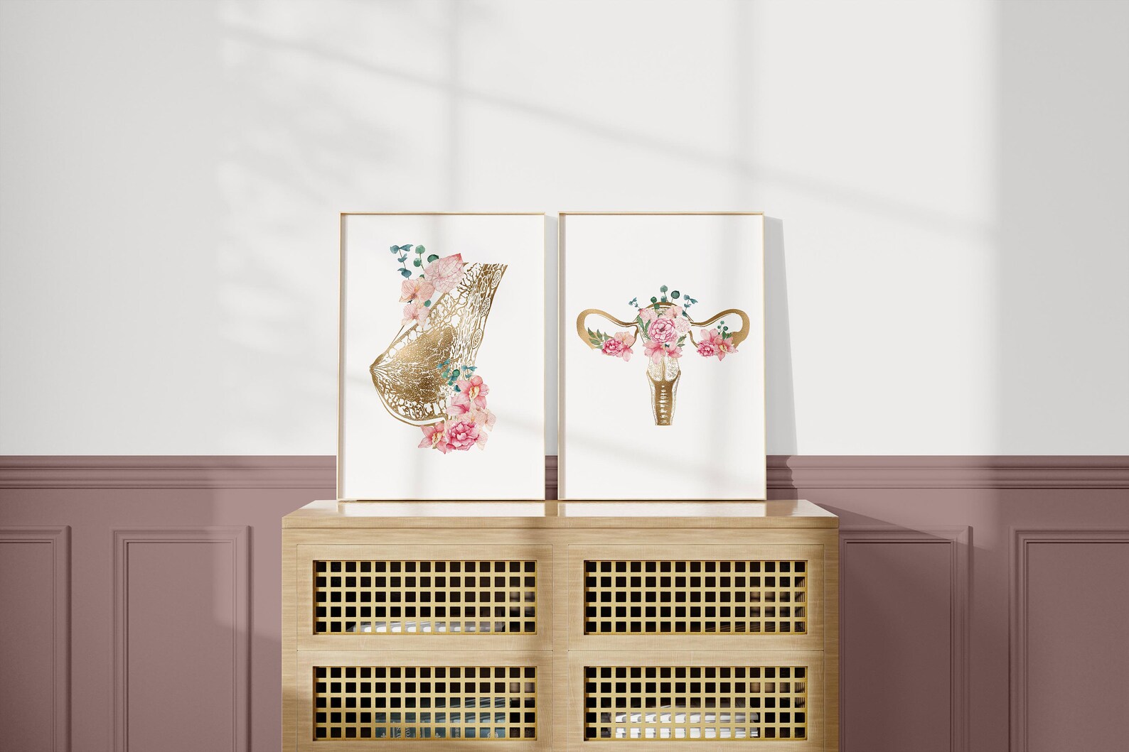 Floral Breast & Uterus Anatomy Art Prints, OBGYN Decor (digital ...
