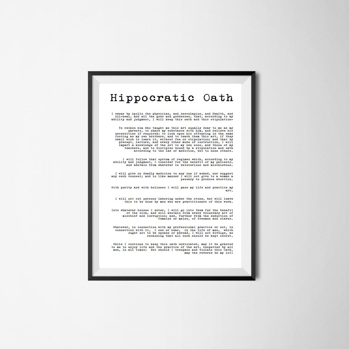 Hippocratic Oath Doctor Oath Physician Oath Doctor Gift MD | Etsy