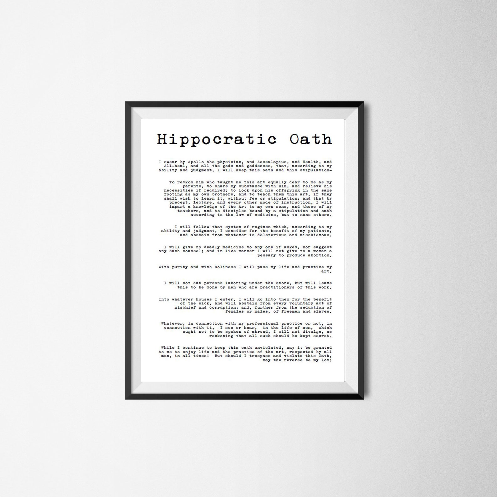 Hippocratic Oath Doctor Oath Physician Oath Doctor Gift MD | Etsy