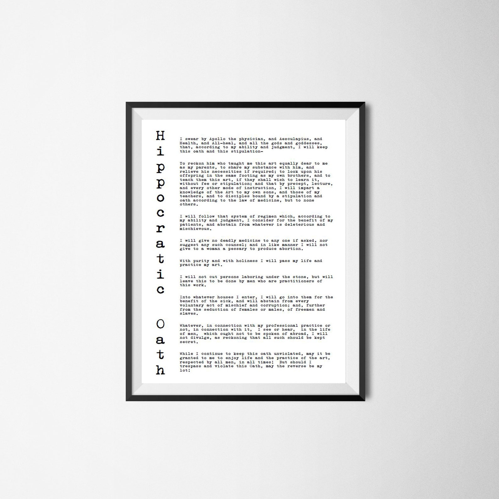 Hippocratic Oath DOWNLOADABLE Doctor MD Graduation Print Gift - Etsy