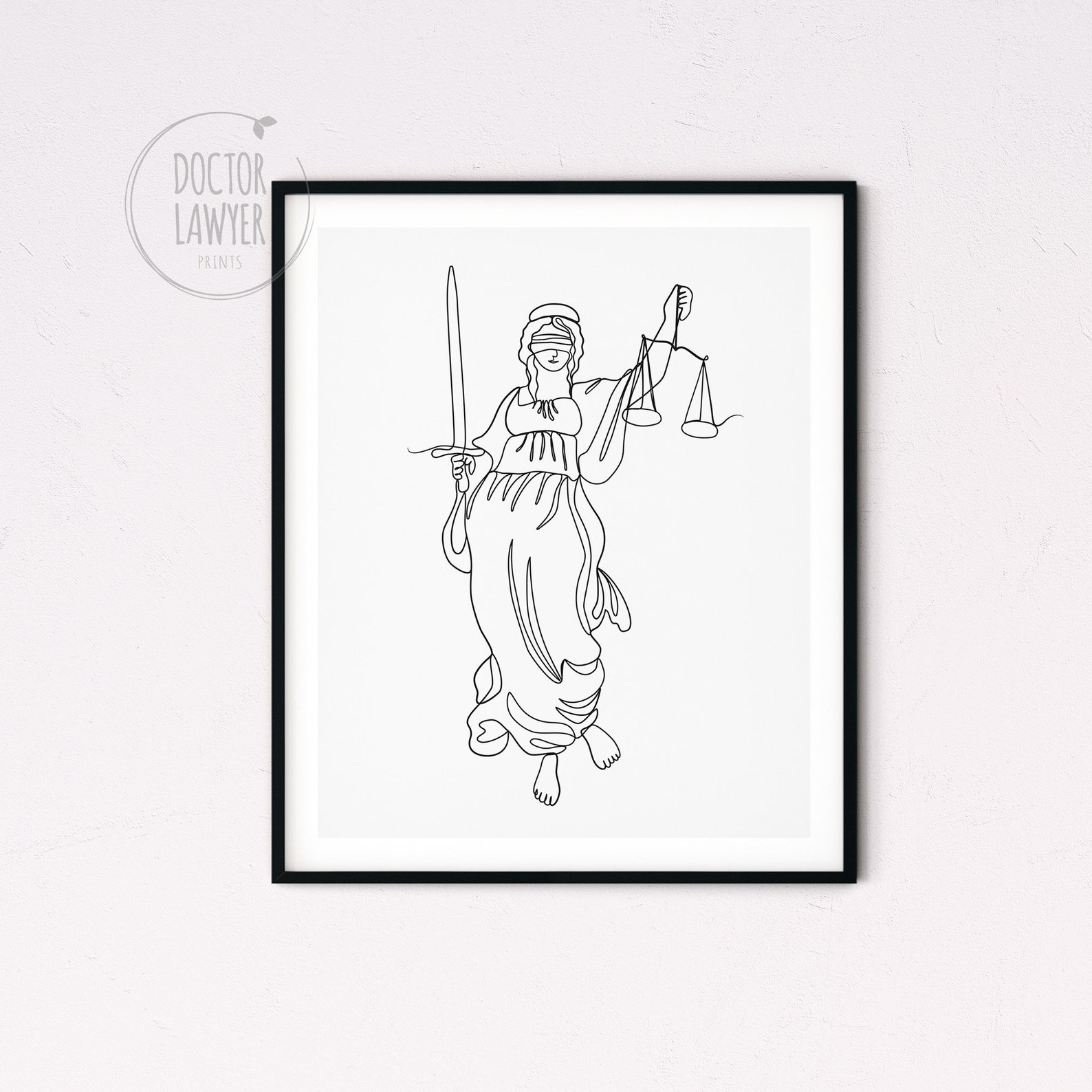 Lady Justice One Line Art Print Attorney Art Lawyer Gift | Etsy