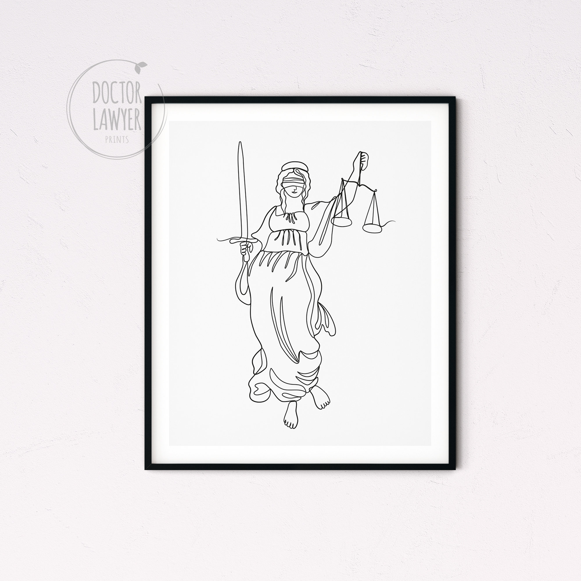 Lady Justice One Line Art Print Attorney Art Lawyer Gift - Etsy