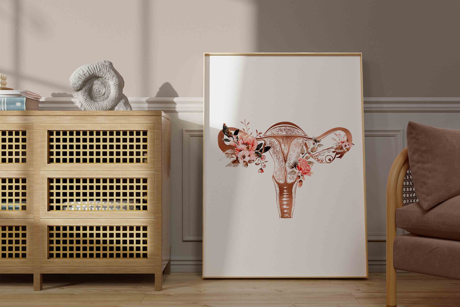 Floral Uterus Anatomy Art Print, OBGYN Midwife Gift (digital Download ...
