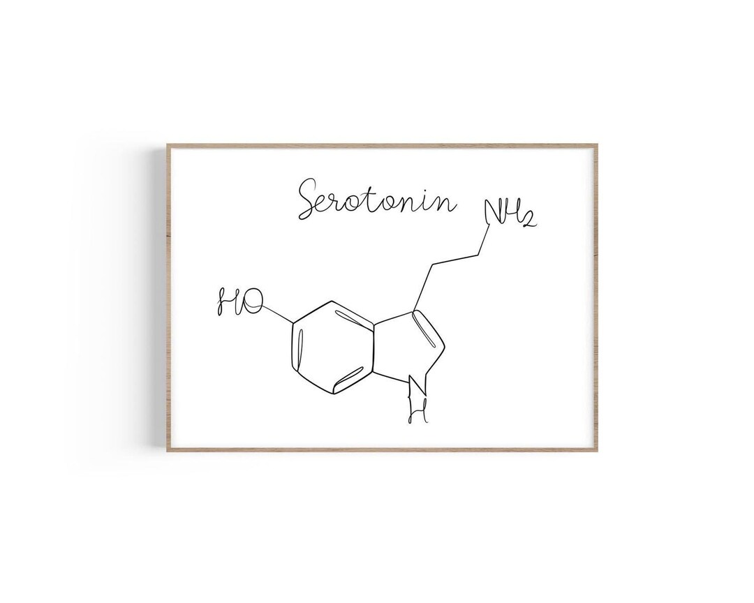 Serotonin Molecule One Line Art Print, Happiness Molecule, Psychology ...
