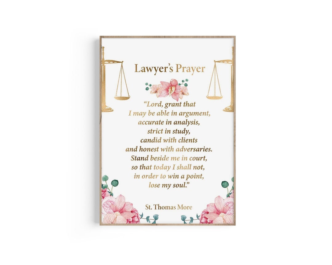 Lawyer's Prayer Art Print: St. Thomas More, Law Office Decor (digital ...