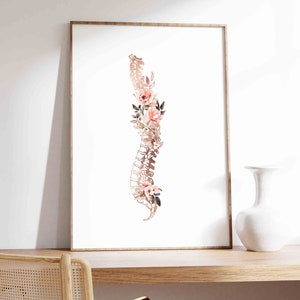 Spine Anatomy Poster, Human Spine Print, Chiropractor Gift, Physical ...