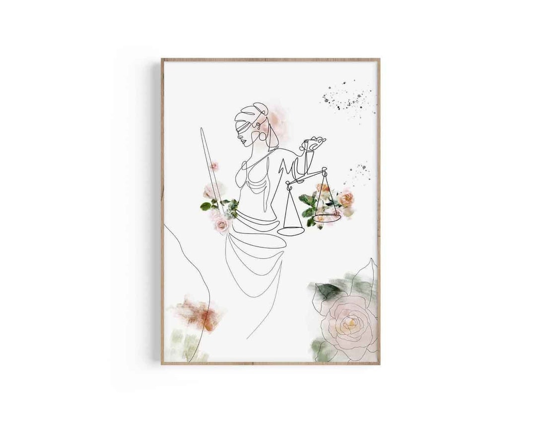 Lady Justice One Line Art Print Attorney Art Lawyer Gift - Etsy