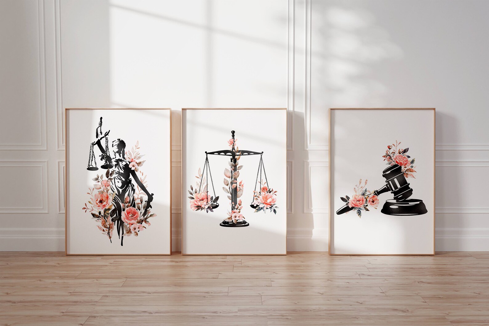 Lady Justice Scales Gavel Art Prints: Law Office Decor Set (digital ...