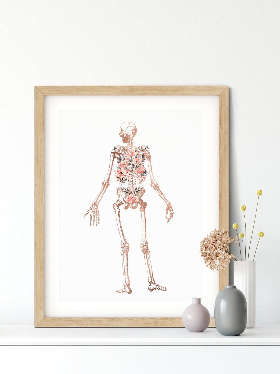 Anatomical Skeleton Medical Art Prints Anatomy Floral Art - Etsy