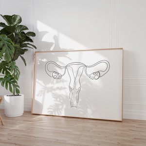 Uterus One Line Anatomy Print, Female Reproductive System, Uterus Art ...