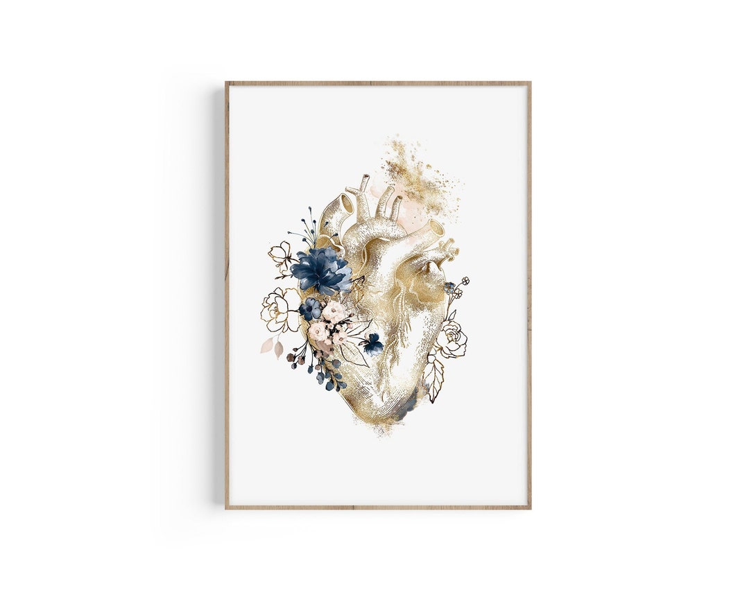 Heart Anatomy Print, Heart Anatomy Poster, Anatomical Heart Art ...