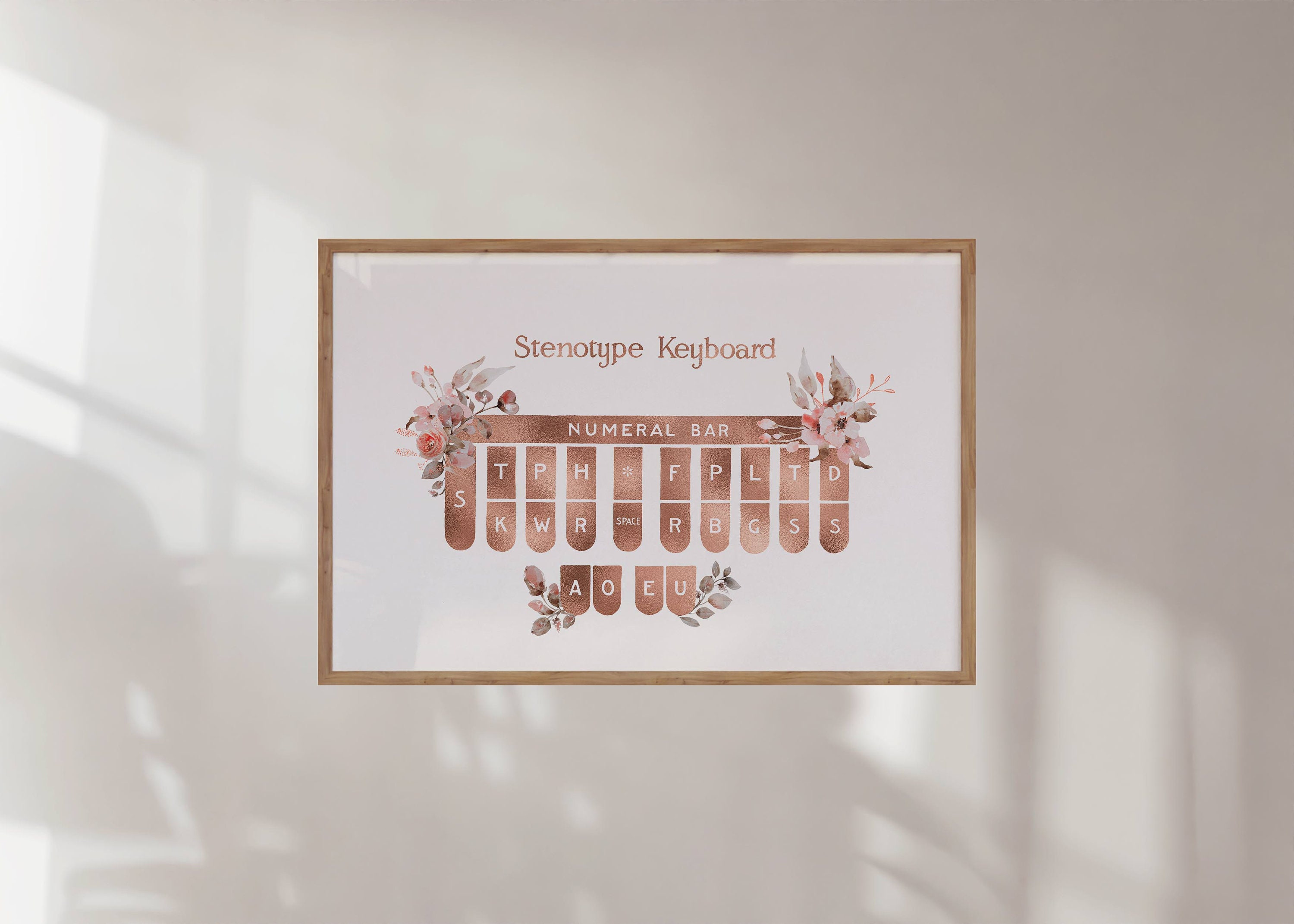 Stenotype Keyboard Art Print: Floral Steno Gift (digital Download) - Etsy