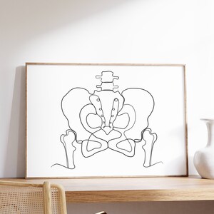 Pelvis One Line Art, Anatomy Print, Female Pelvis Print, Physical ...
