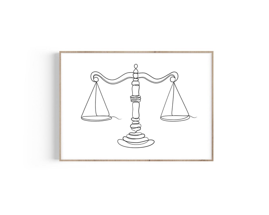 Scales of Justice One Line Art, Attorney Print, Lawyer Gift, Lawyer ...
