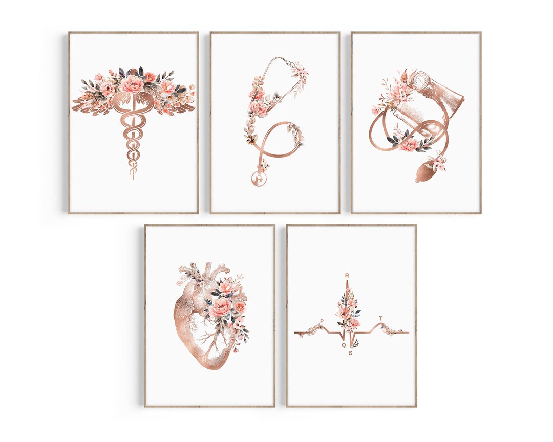 Floral Cardiology Prints: Doctor Office Decor (digital Download) - Etsy