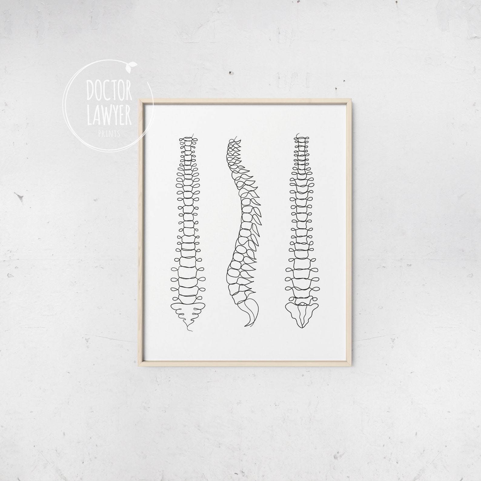 Spine One Line Art Human Spine Print Chiropractor Gift | Etsy