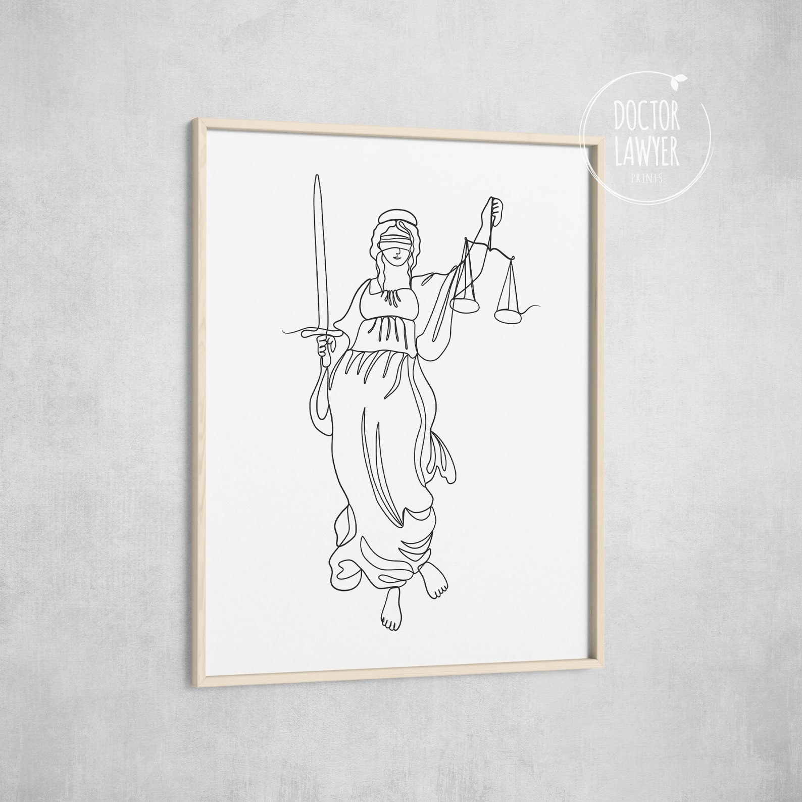 Lady Justice One Line Art Print Attorney Art Lawyer Gift | Etsy