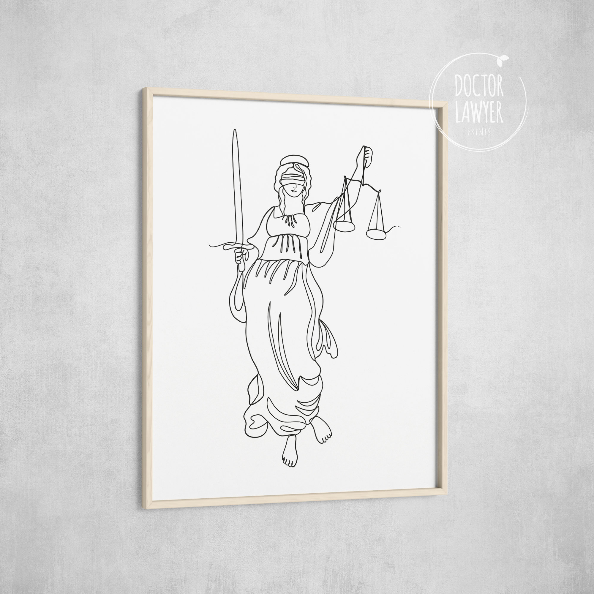 Lady Justice One Line Art Print Attorney Art Lawyer Gift - Etsy
