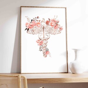 Caduceus Art Print, Caduceus Symbol, Doctor Graduation Gift, Medical ...