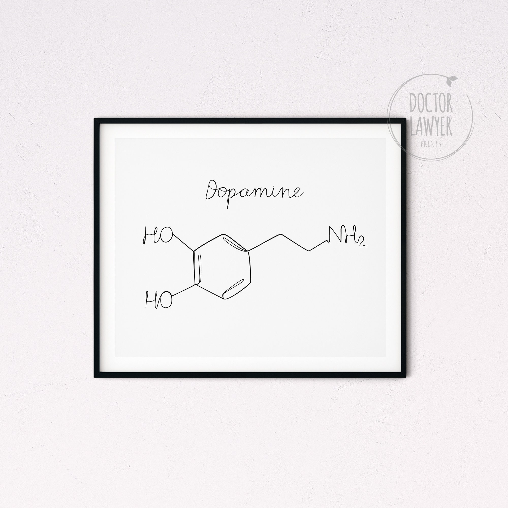 Dopamine Molecule One Line Art Dopamine Print Feel-good | Etsy