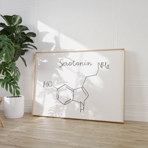 Serotonin Molecule One Line Art Print, Happiness Molecule, Psychology ...