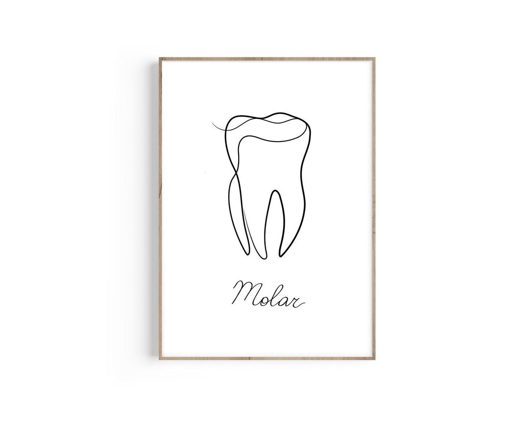 Molar Tooth One Line Art, Dentist Gift, Dentist Anatomy Art, Dentist ...