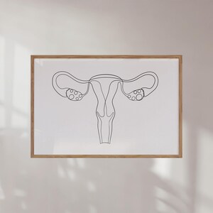 Uterus One Line Anatomy Print, Female Reproductive System, Uterus Art ...