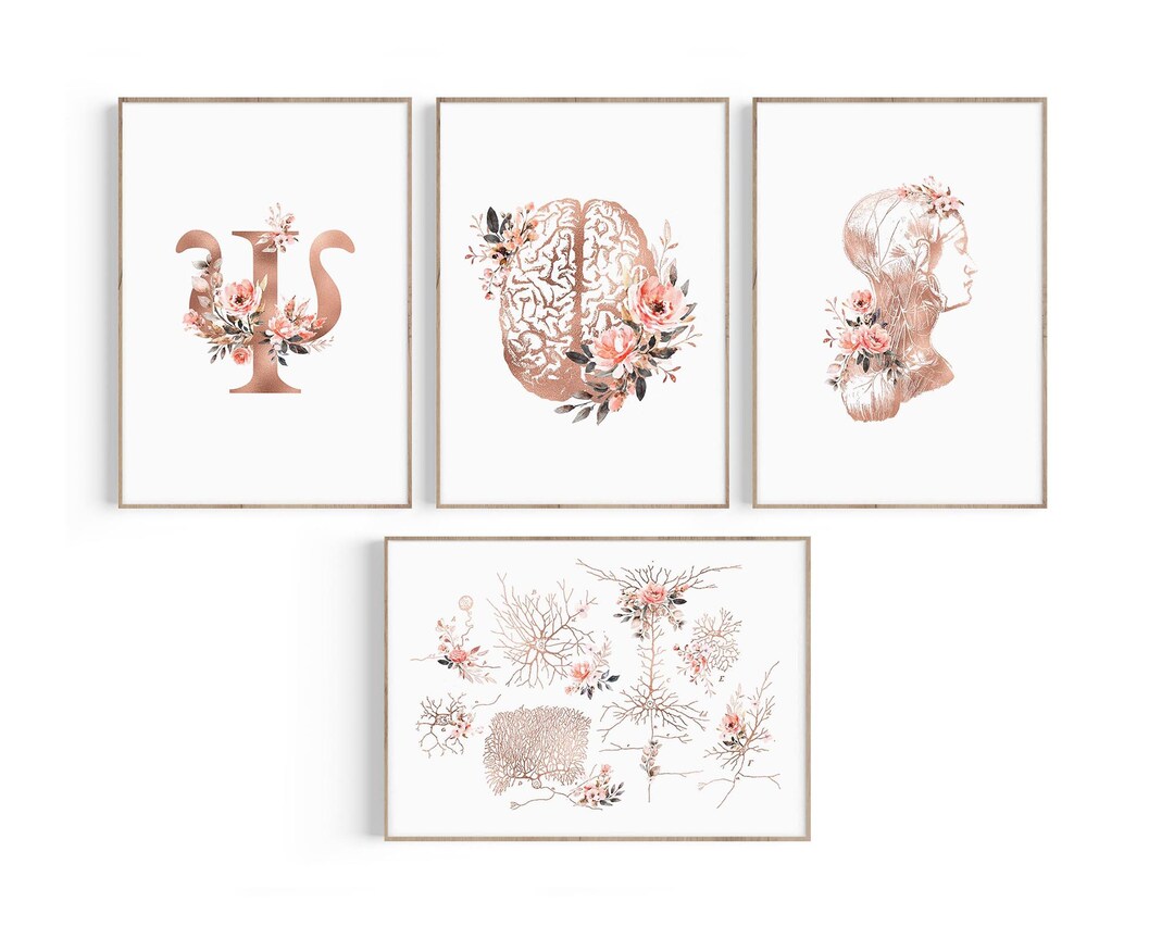 Psychology Prints Wall Art , Brain Art Print, Neurons, Psi, Neck Nerves ...