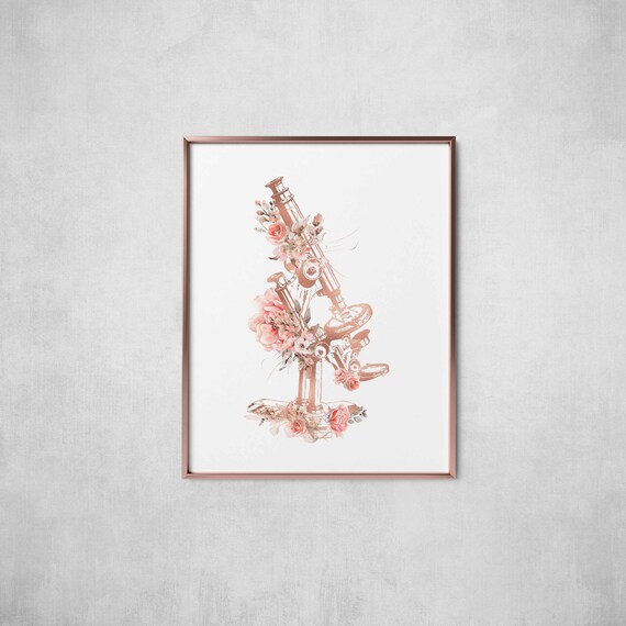 Microscope Art Print Medical Laboratory Tools Microbiologist | Etsy