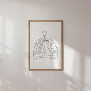 Lungs One Line Art, Human Anatomy Art Print, Respiratory System ...