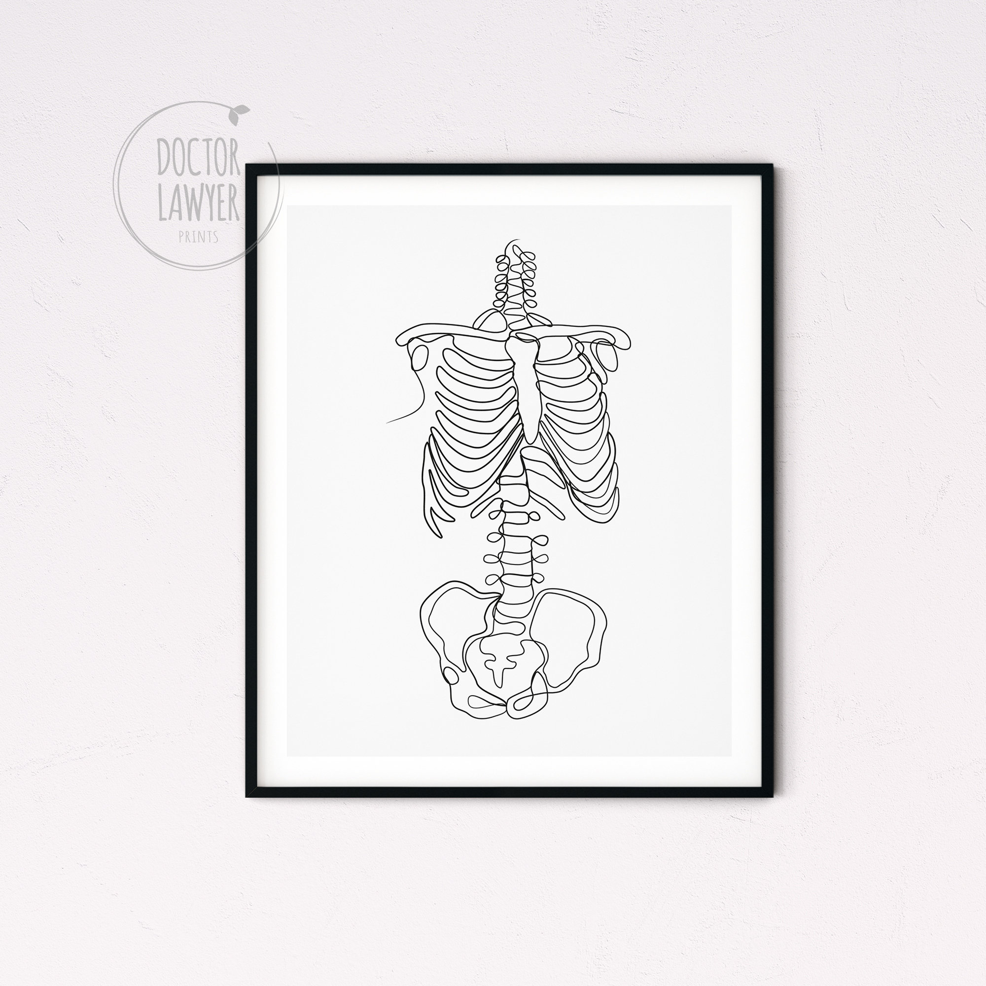 Rib Cage One Line Art Thorax Skeletal Print Rib Cage Print | Etsy