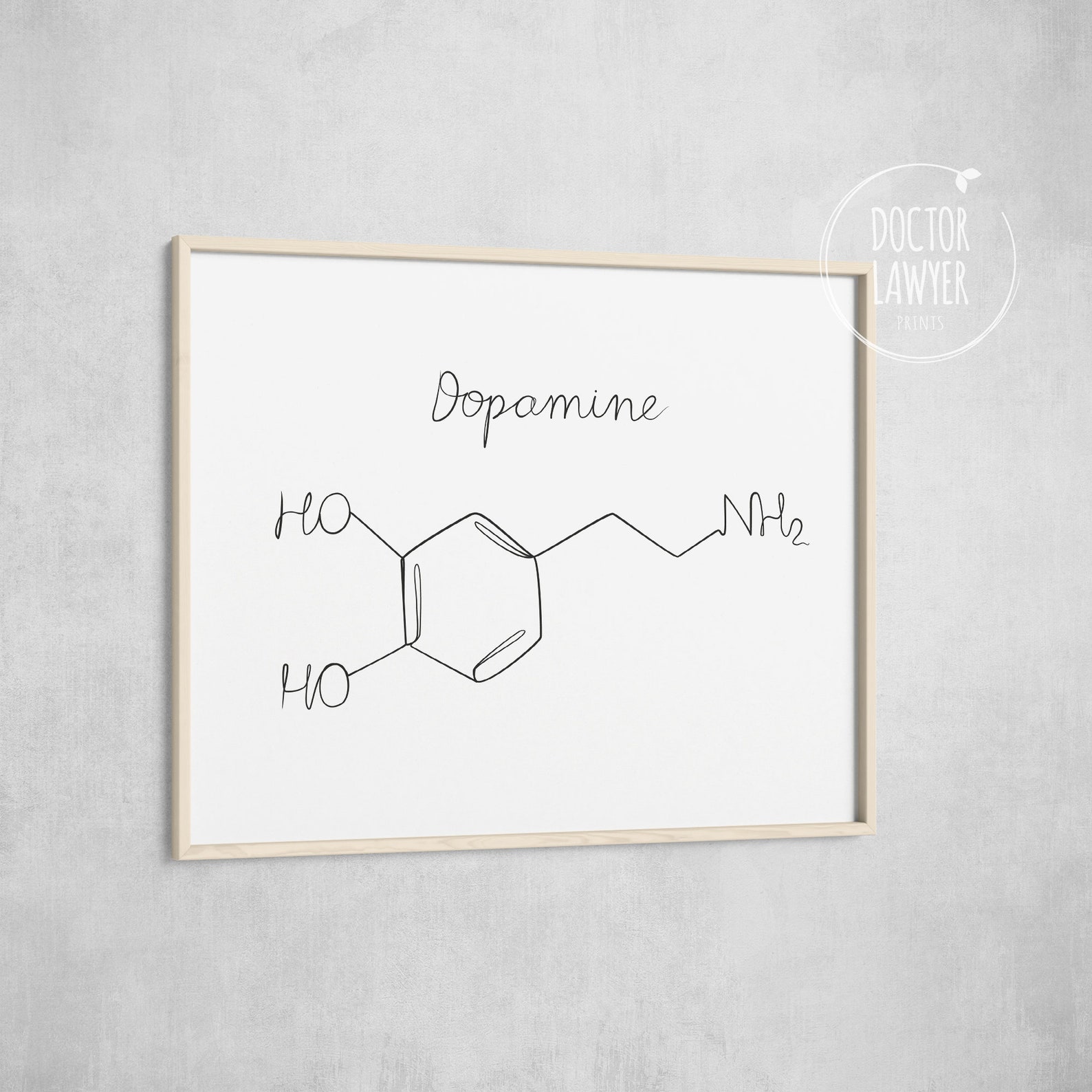 Dopamine Molecule One Line Art Dopamine Print Feel-good | Etsy