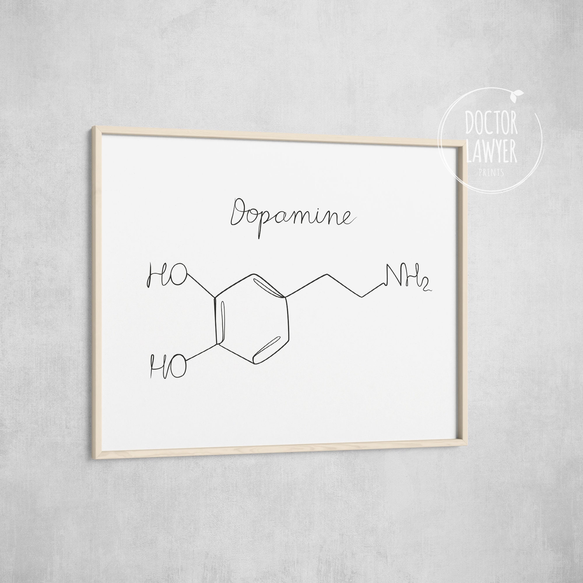 Dopamine Molecule One Line Art Dopamine Print Feel-good | Etsy