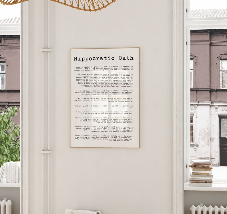 Hippocratic Oath Doctor Oath Physician Oath Doctor Gift MD - Etsy