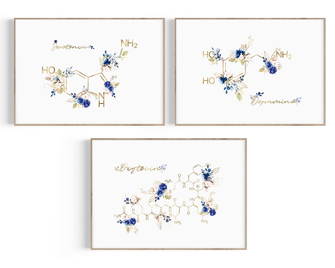 Psychology Prints Wall Art Serotonin Molecule Oxytocin - Etsy