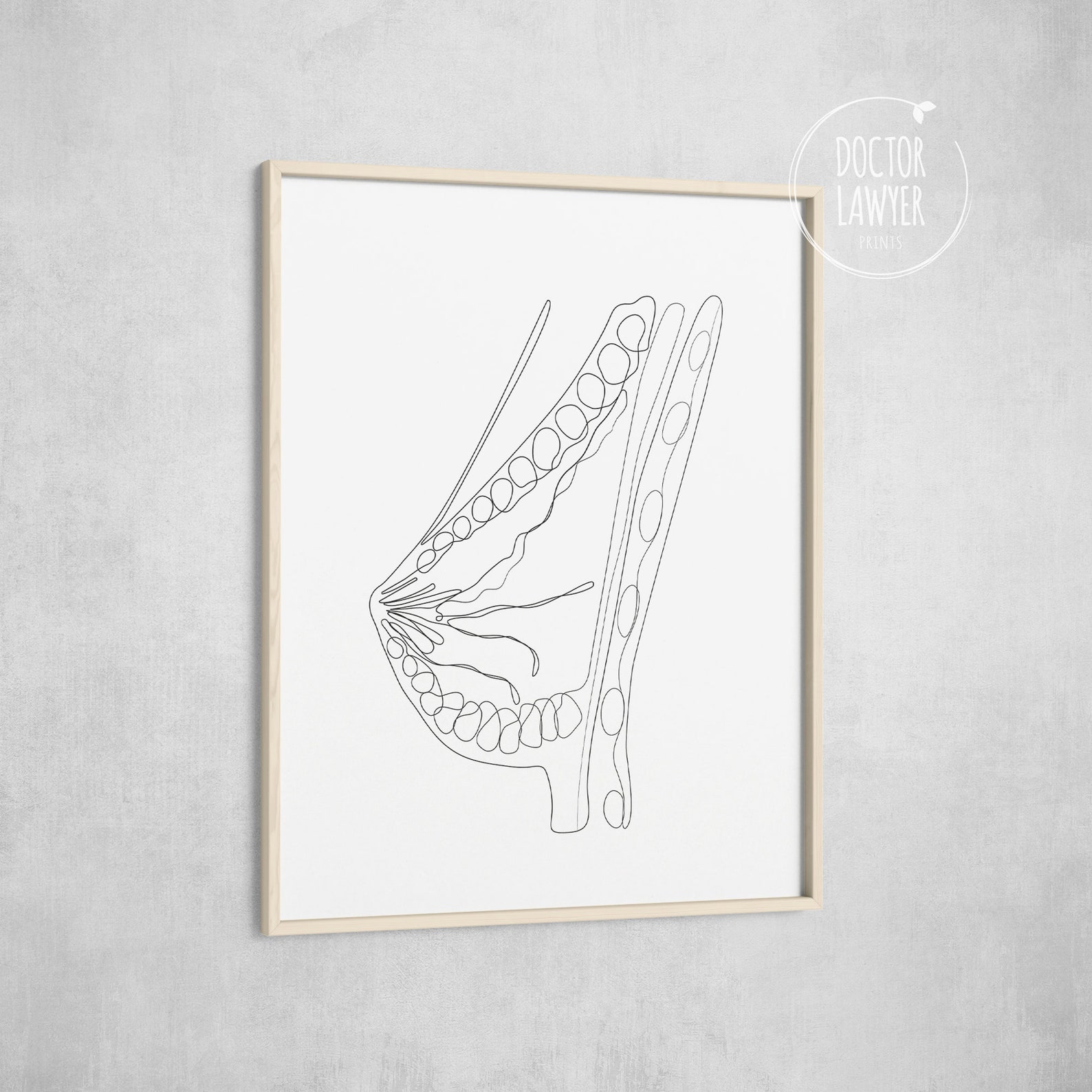 Breast Anatomy One Line Print Mammary Gland Print OBGYN Art | Etsy