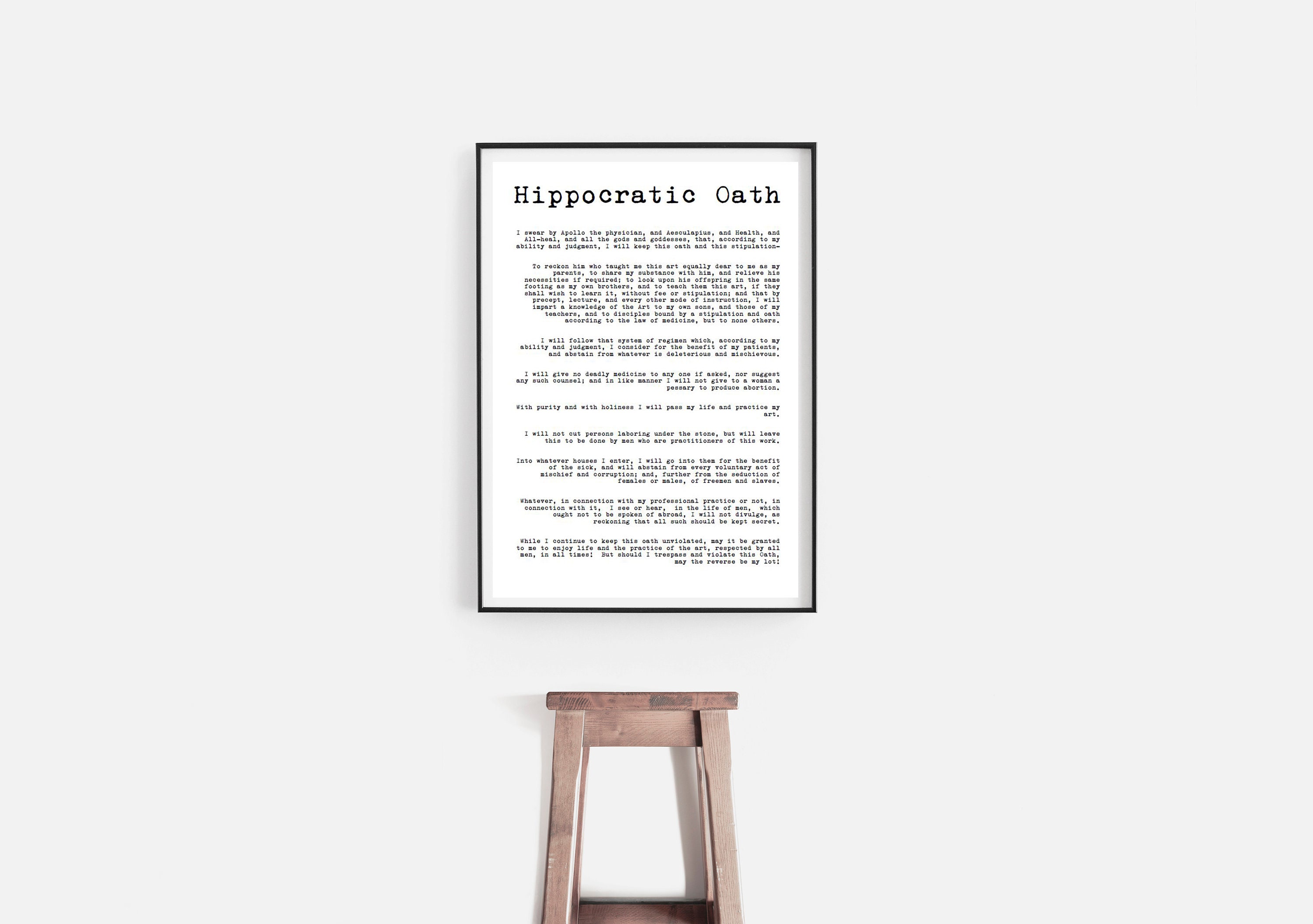Hippocratic Oath Doctor Oath Physician Oath Doctor Gift MD | Etsy