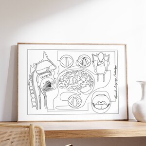 SLP Poster One Line Anatomy Art, Larynx Print, Speech Language ...