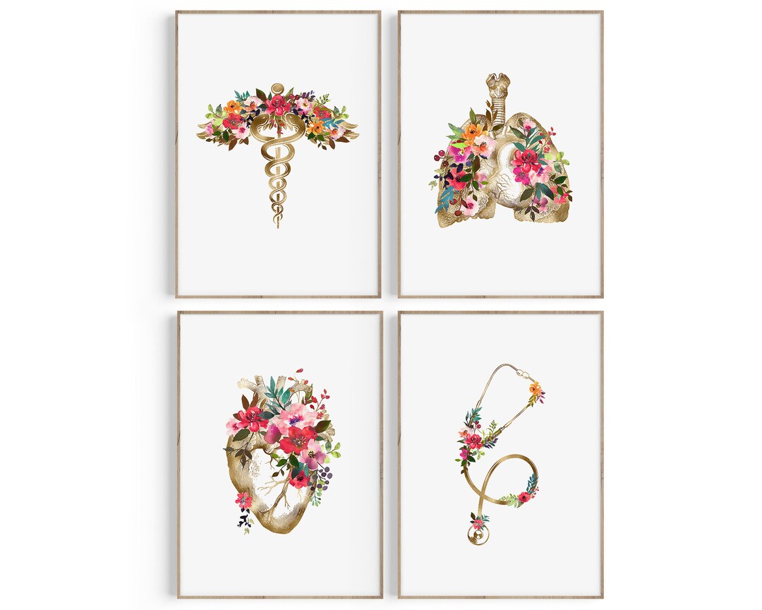 Doctor Office Decor, Medical Art Set, Doctor Graduation Gift, Med ...