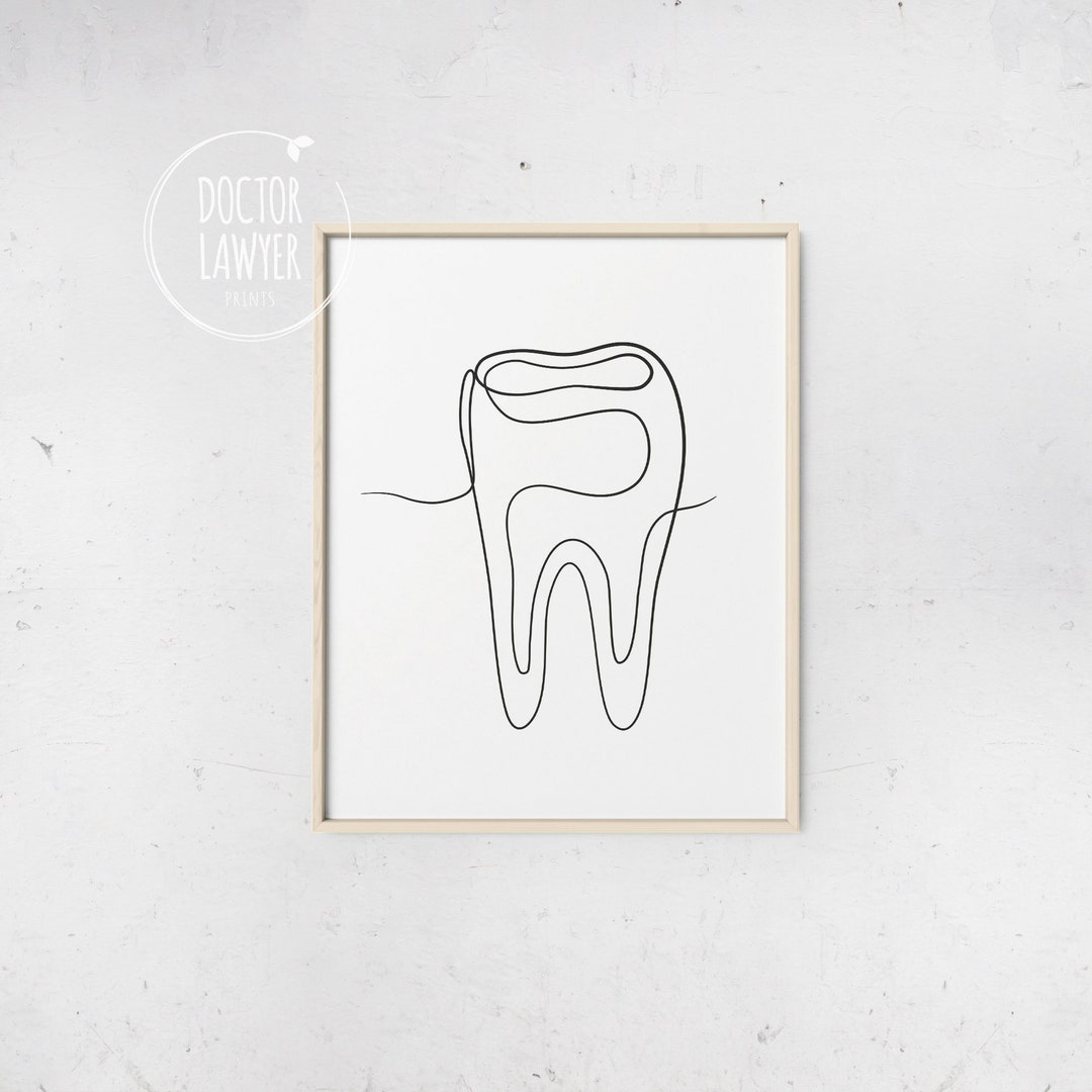 Tooth One Line Art Dentist Gift Dentist Anatomy Art Dentist - Etsy