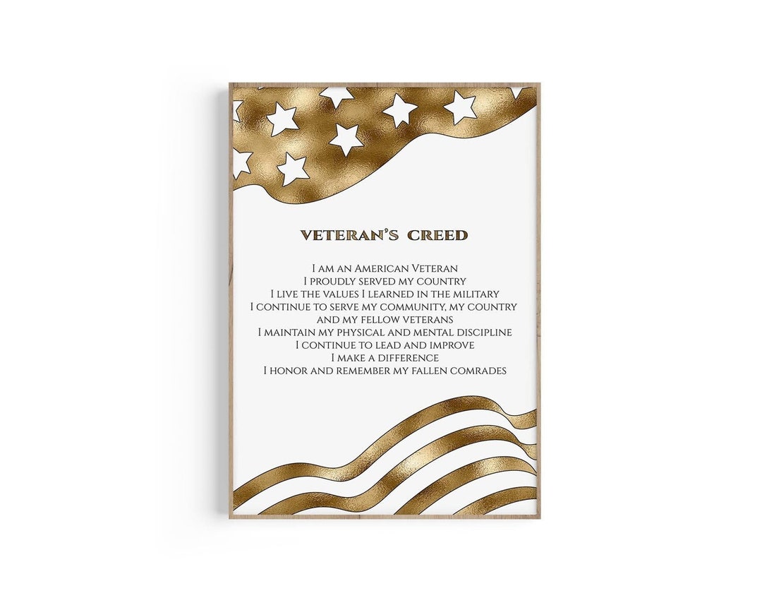 Veteran's Creed Printable Art: US Military Decor (instant Download) - Etsy