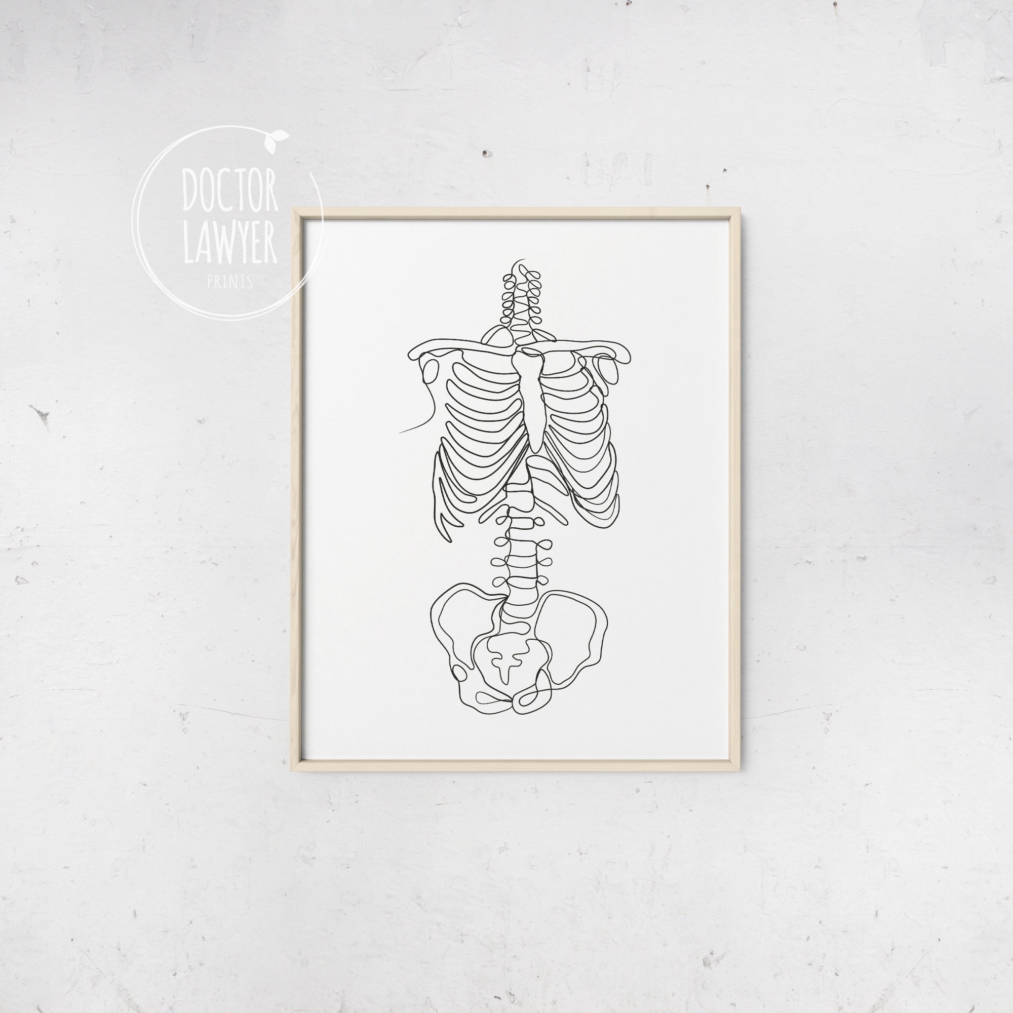 Rib Cage One Line Art Thorax Skeletal Print Rib Cage Print - Etsy